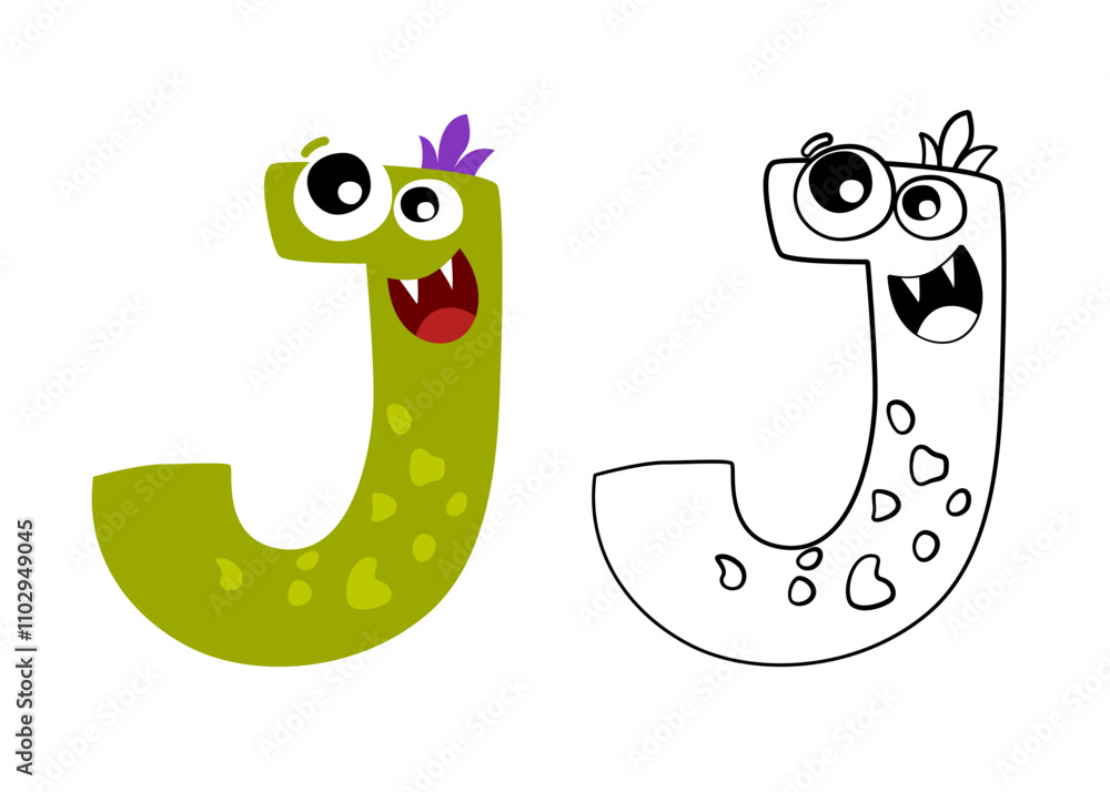 Vector cartoon illustration of monsters letter english alphabet. Color ...