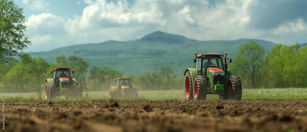 AI generated images of farmer using a tractor, tractor Agriculture to ...