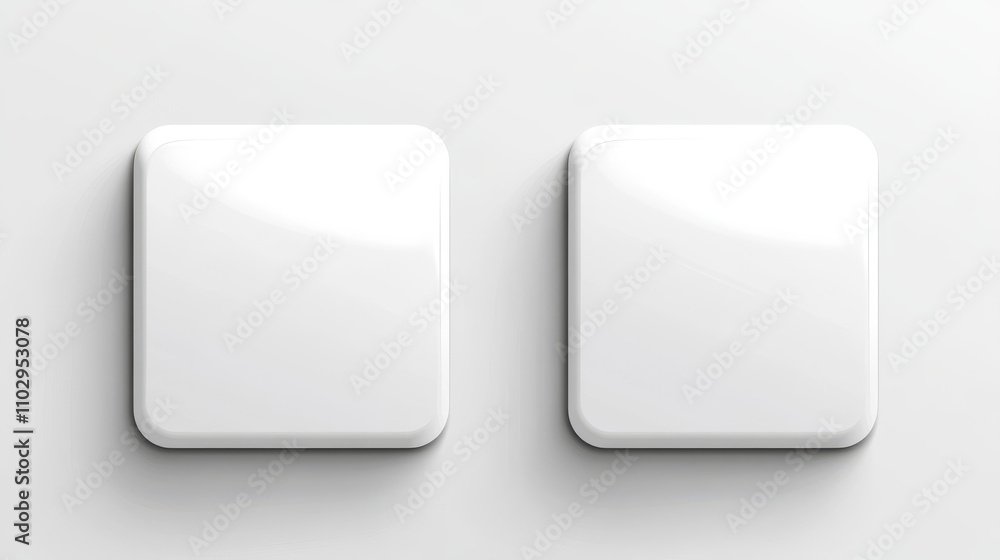 Realistic images of blank square buttons. These vector illustrations ...