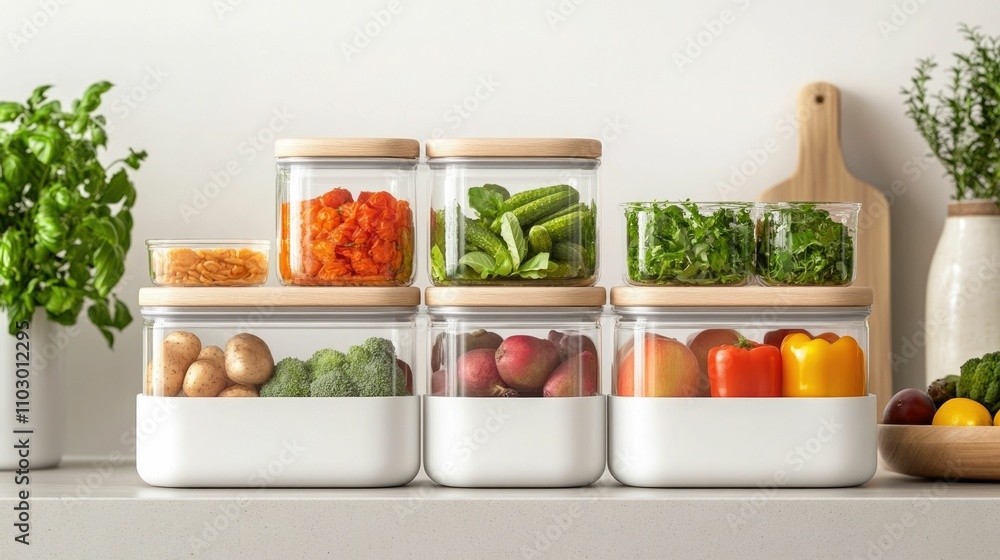 Adaptive fridge organization with transparent airtight containers for ...