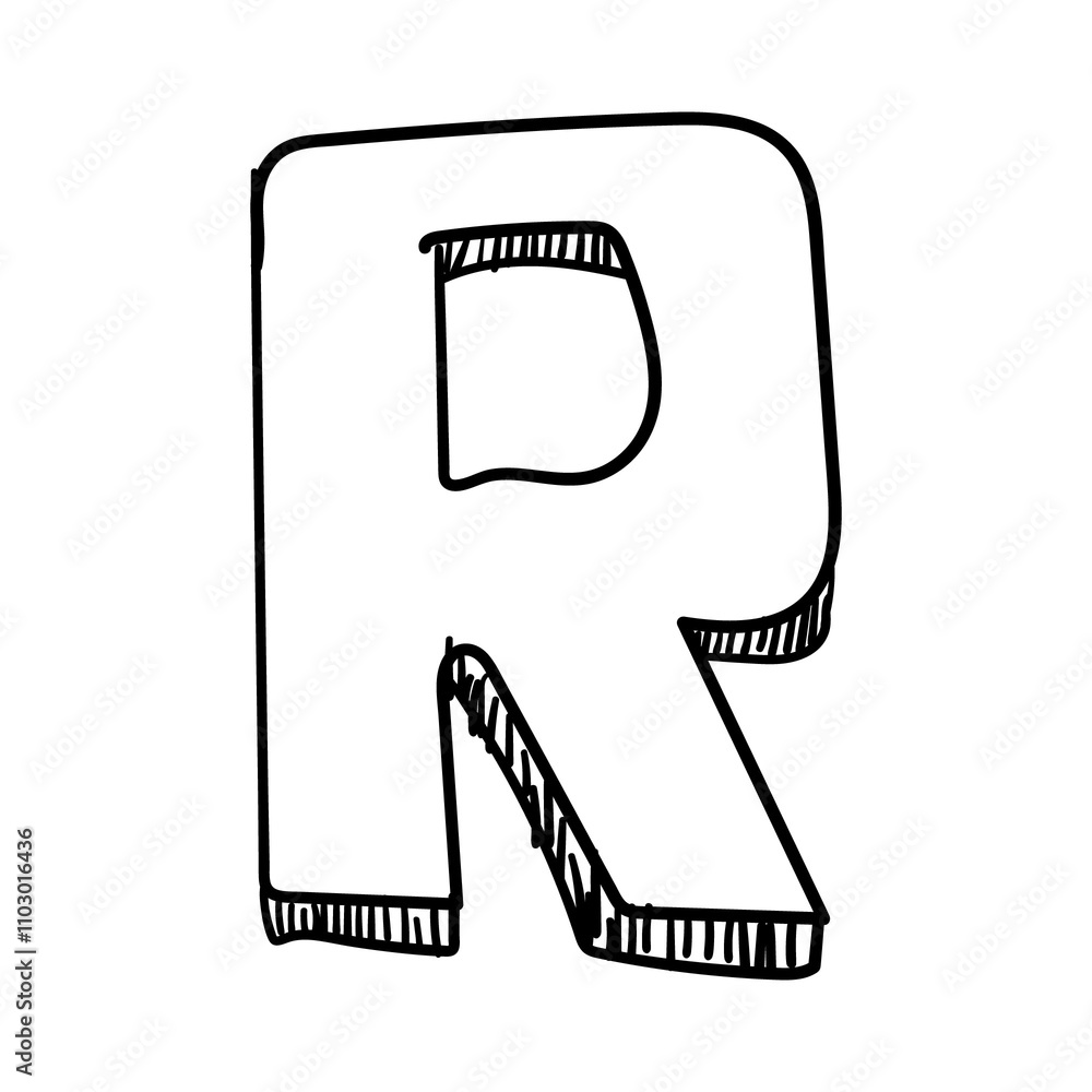 png transparent background hand drawn letter R Stock Illustration ...