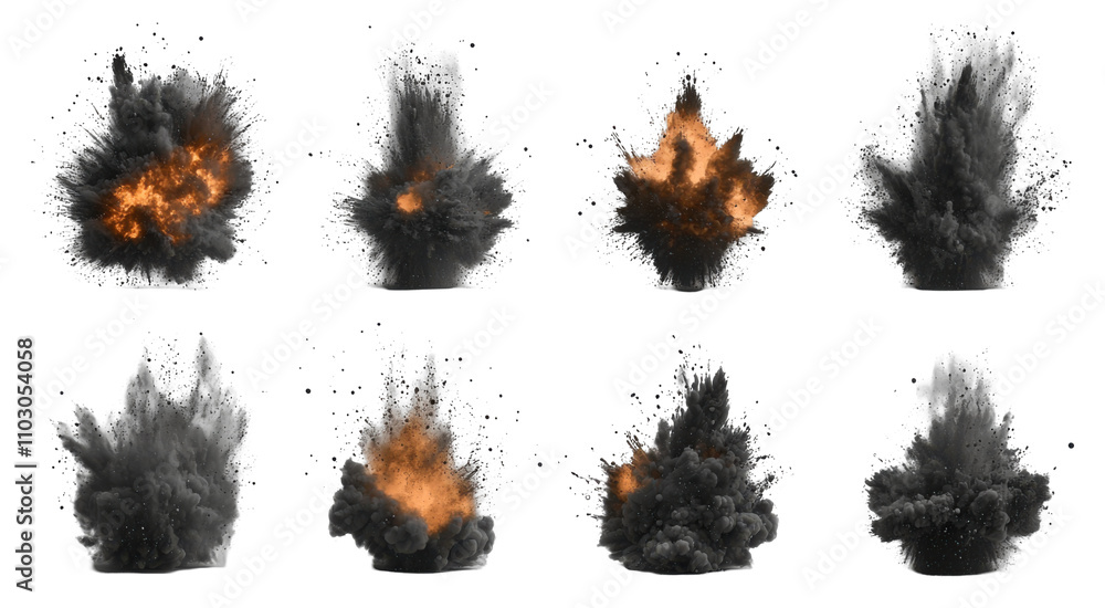 Explosions Smoke Fire Dust Cloud VFX 3D Render High Resolution Blast ...