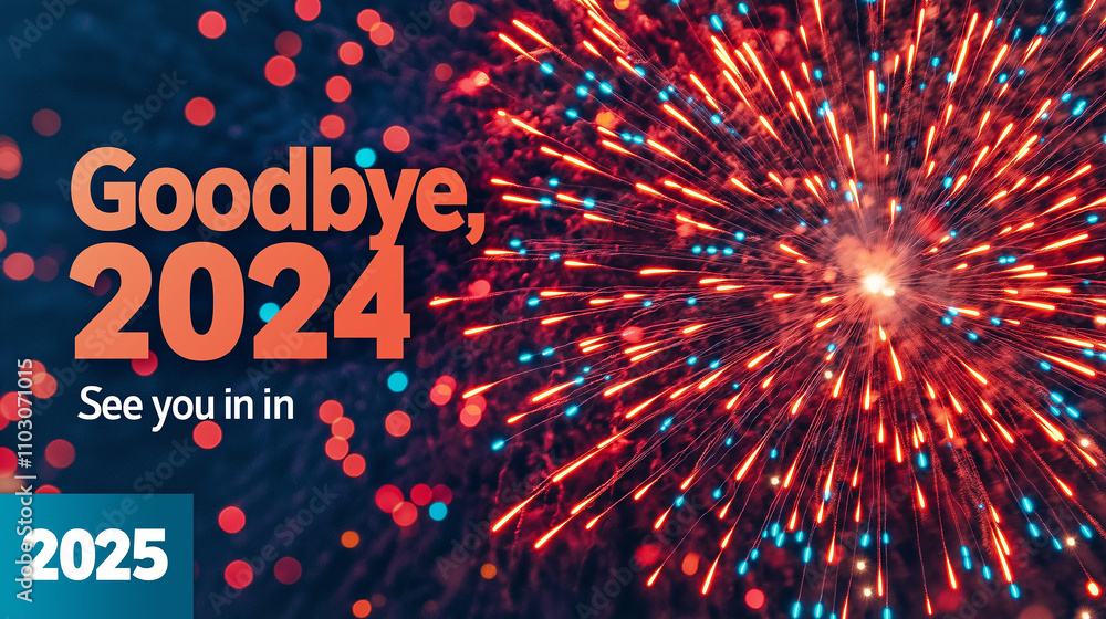 Goodbye, 2024 fireworks display lighting up night sky, welcoming 2025 ...