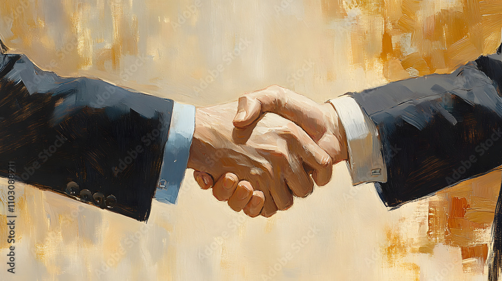 Business handshake oil painting style professional environment ...