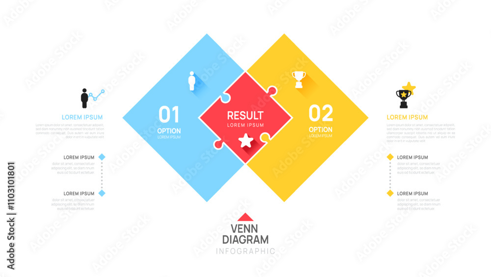 jigsaw triangle Venn diagram Infographic chart template for business ...
