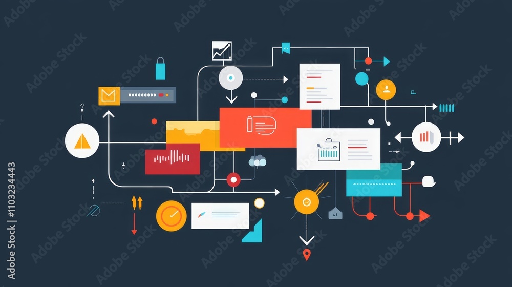 Visual Business Process Flowchart Design Stock Illustration | Adobe Stock
