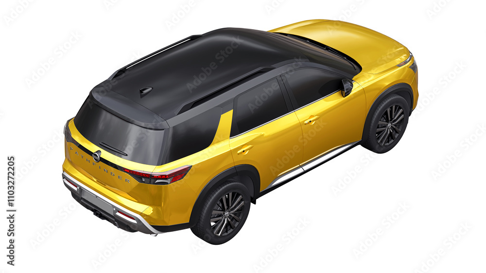 Japan, Tokyo. November 26, 2024. Nissan Pathfinder 2022. Yellow gold ...