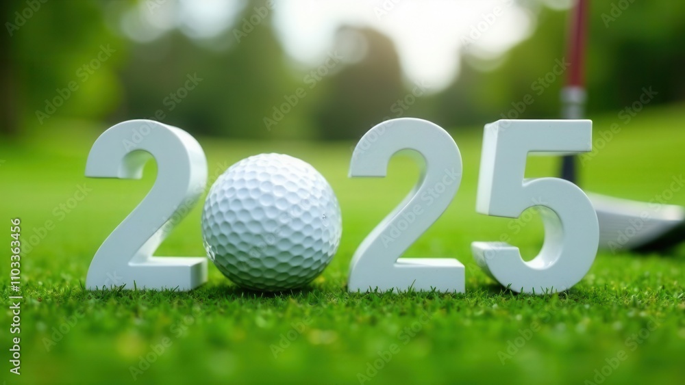 numbers 2025 with golf ball instead of 0 on golf course Stock Photo ...