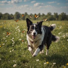 Dog Chasing Butterflies Free Stock Photo - Public Domain Pictures
