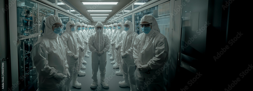 Immersive Images of Semiconductor Lab Scientists in Sterile Attire ...