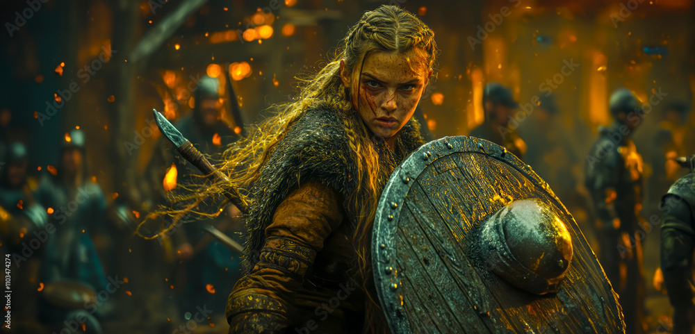 Valkyrie Vigilante: A Striking Image of a Viking Shieldmaiden in Combat ...