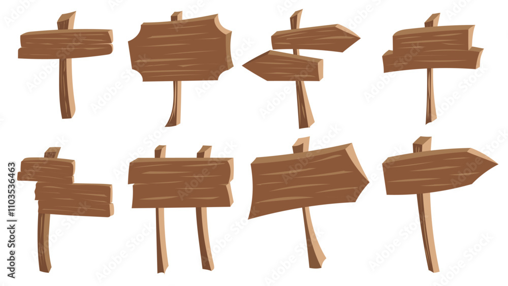 Wooden Signs: Set of Cartoon Wooden Signs with Different Shapes for ...