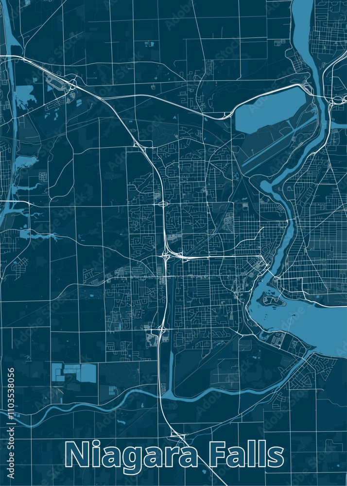 Vector de Stock This is a detailed map of Niagara Falls, featuring a ...
