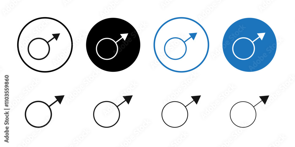 Male Symbol icon logo sign set vector outline Stock Vector | Adobe Stock
