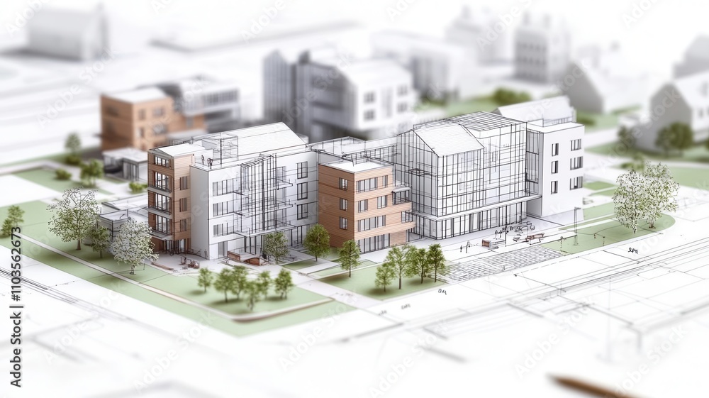 Blueprint of a mixed use housing and commercial project designed for a ...