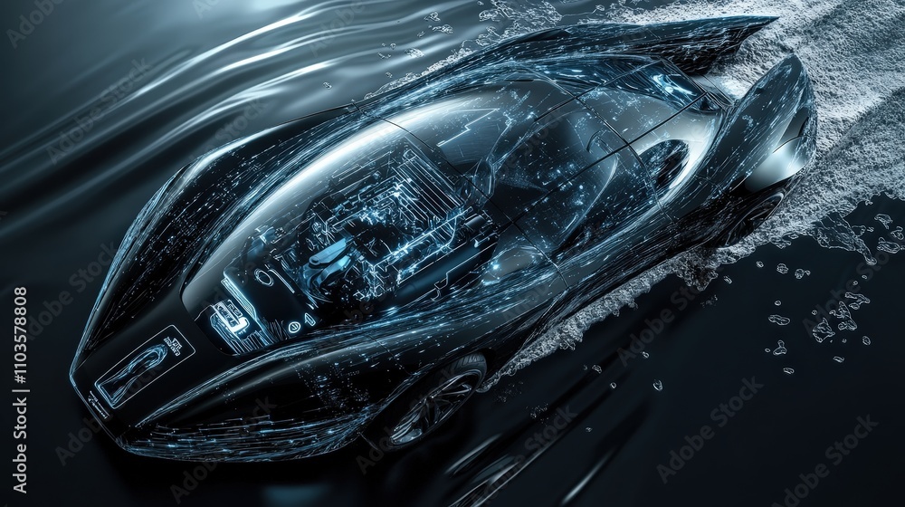 Water Powered Sports Car With A Bold Aerodynamic Shape Transparent