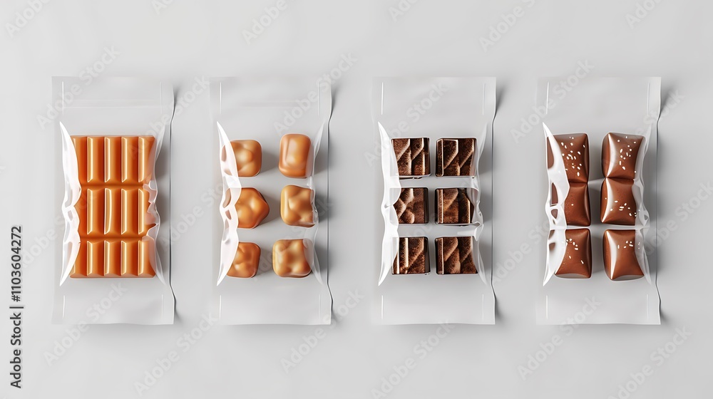 A collection of assorted chocolates and candies in transparent ...