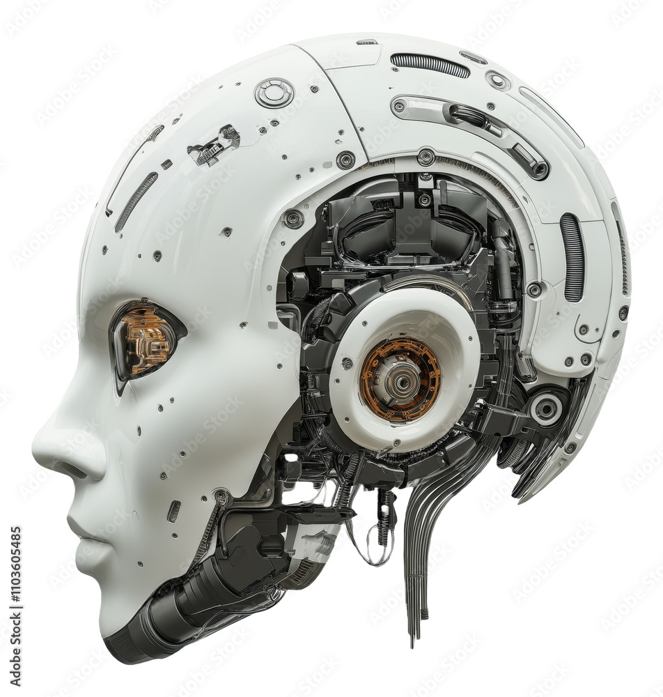 PNG Futuristic humanoid robot head with exposed mechanical parts Stock ...