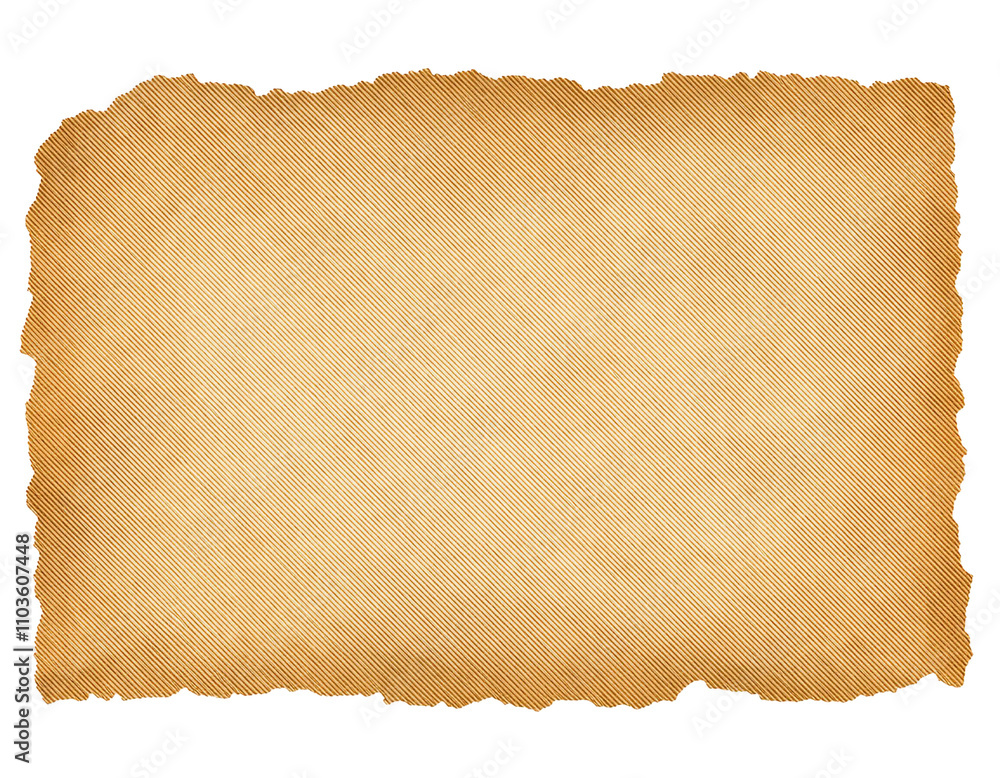 vintage parchment paper texture isolated on white background, cutout ...