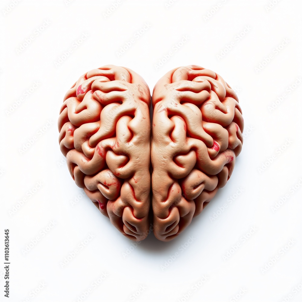 heart shaped brain on a white background, emotional intelligence ...
