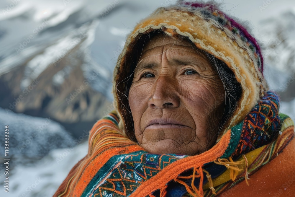 Indigenous quechua woman wearing traditional clothing in the andes ...