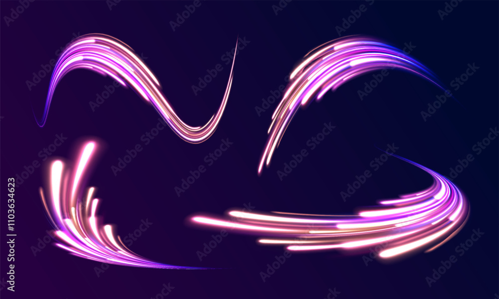 Light arc in neon colors, in the form of a turn. Creative vector ...