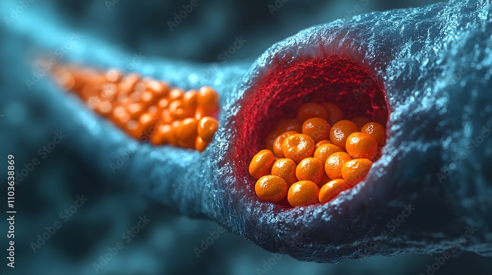High-resolution image of a blood clot in the leg, with a cross-section ...