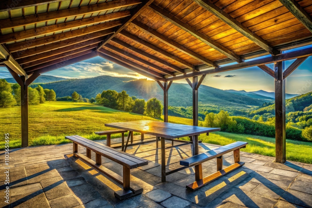 Rustic Picnic Shelter: Architectural Photography, Metal Roof, Outdoor ...