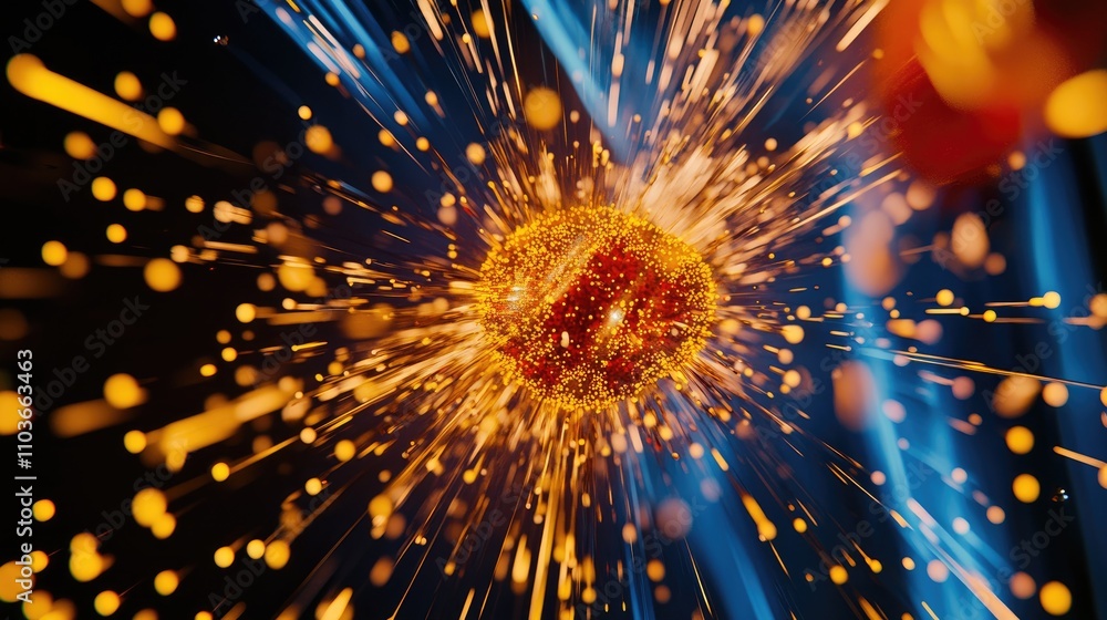 ภาพประกอบ Stock Hyper-detailed illustration of a quark proton with ...
