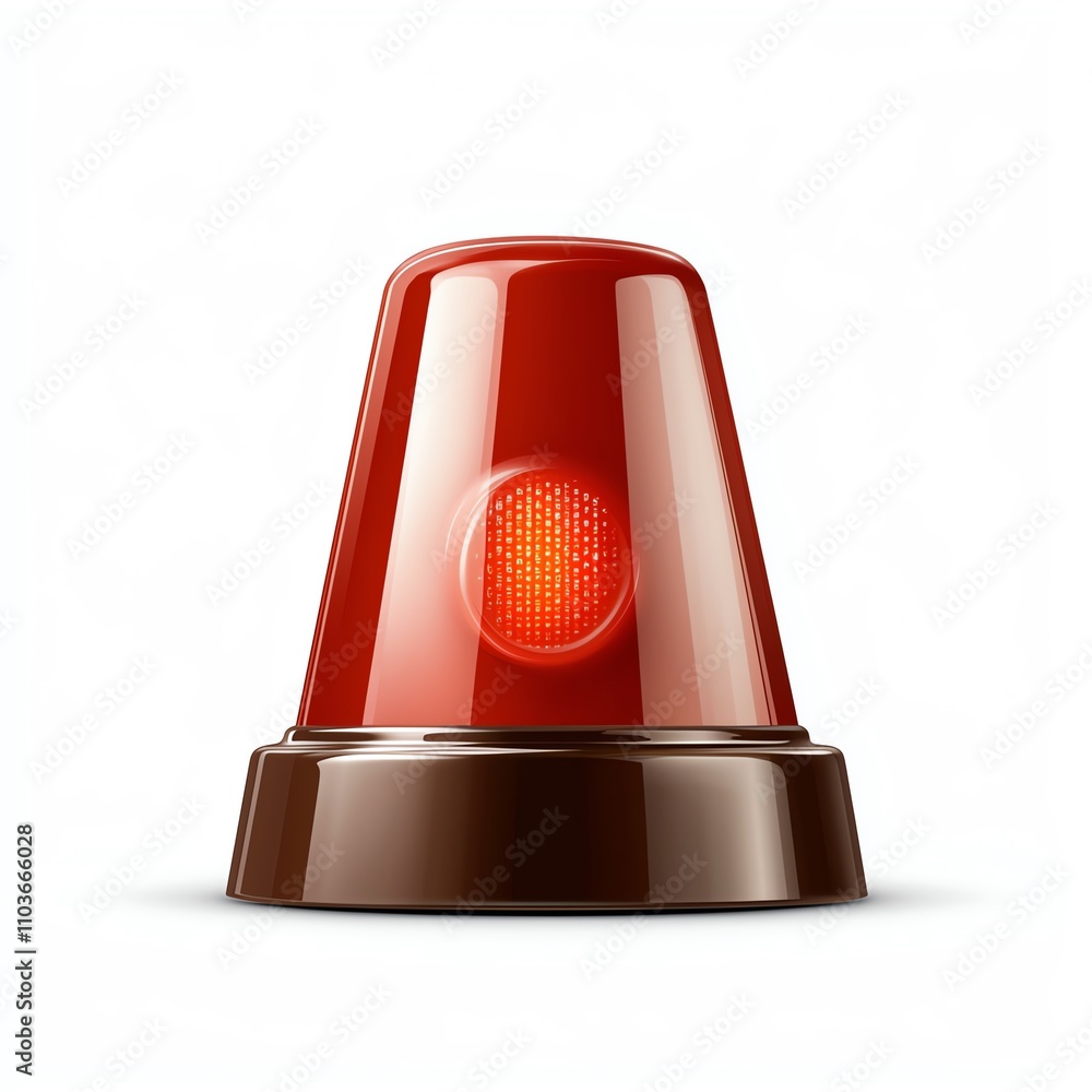 A red emergency light with a rotating beacon, commonly used in police ...