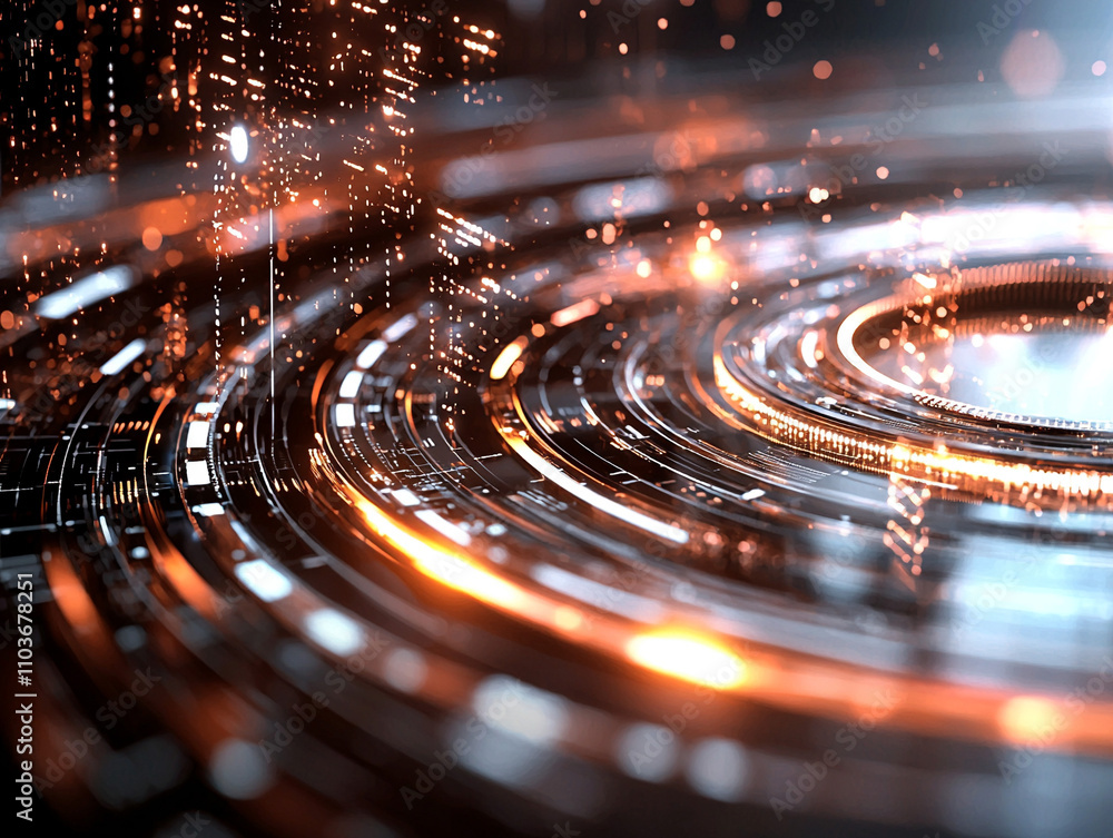 Dynamic ai-generated circular patterns futuristic digital environment ...