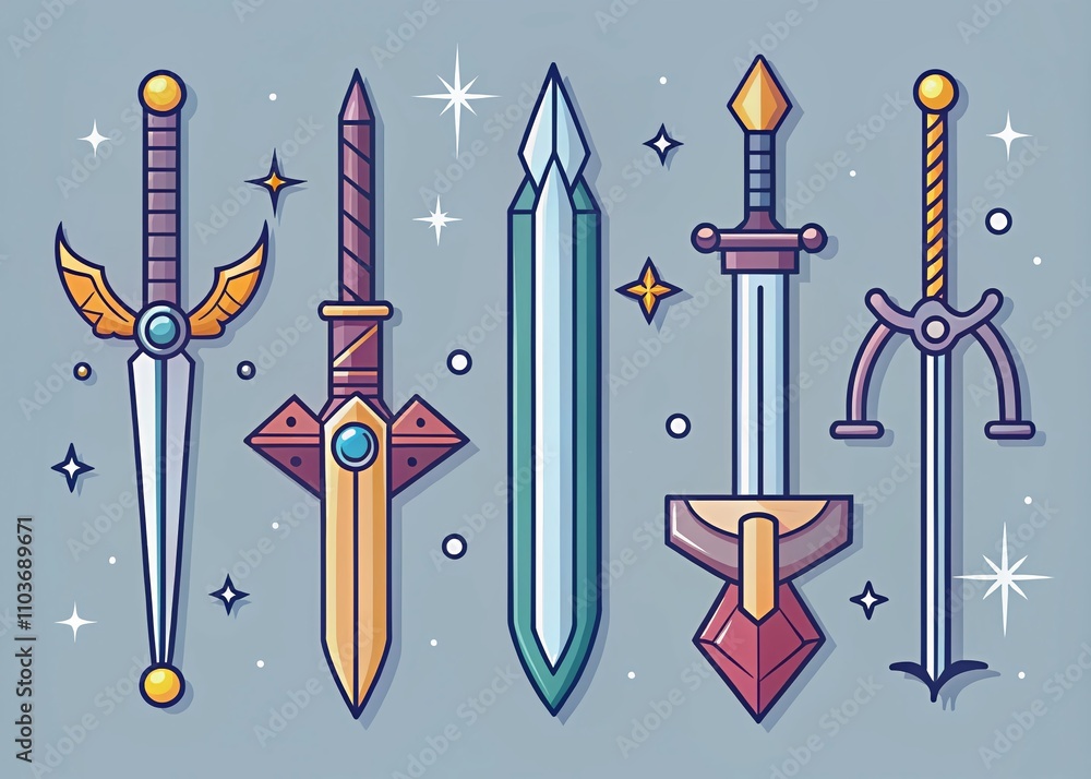 Medieval Fantasy Magic Weapons: Swords, Axes, Daggers, and Sabres with ...