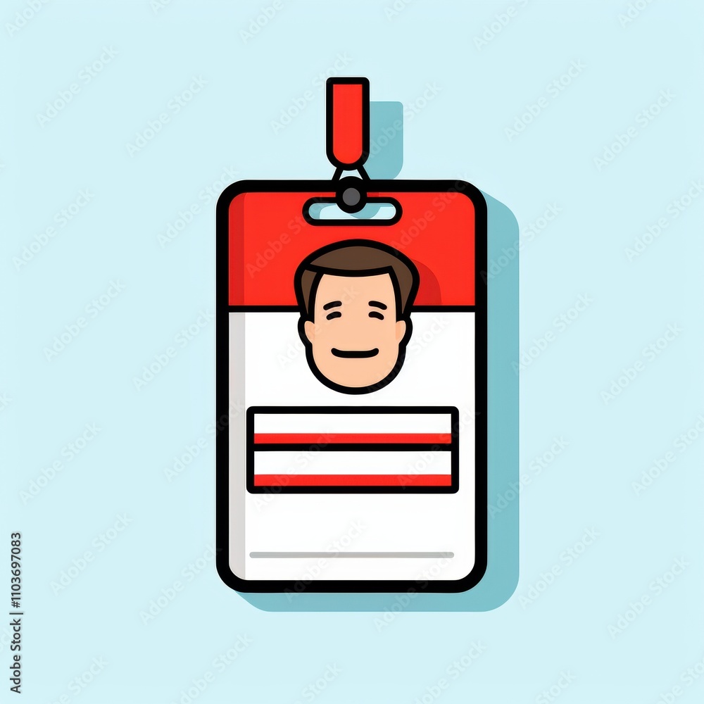 Identification Badge with Photo Illustration Featuring a Simple Design ...