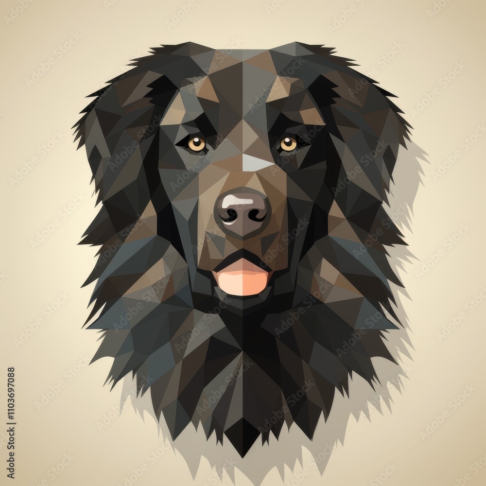 Geometric Art Illustration of a Majestic Dog Face in a Minimalist Style ...
