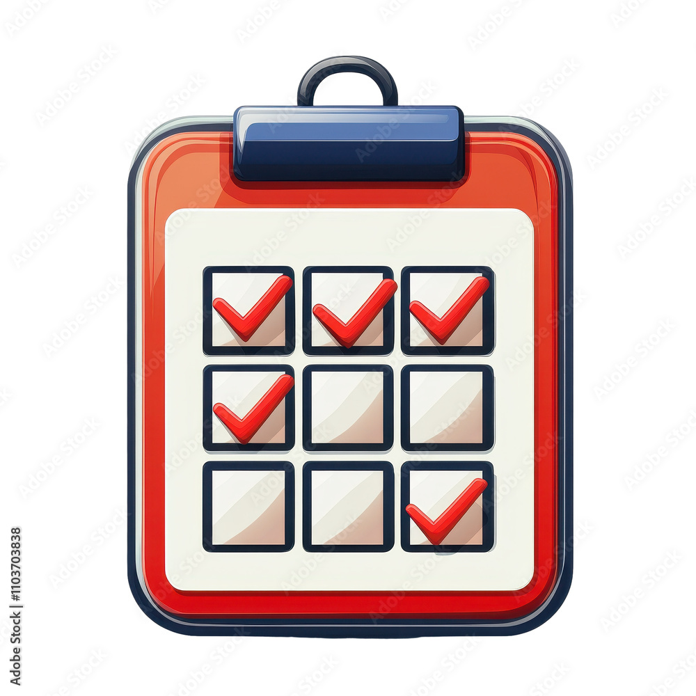Reservation Calendar Checklist Icon with Tick Marks on Organized Layout ...