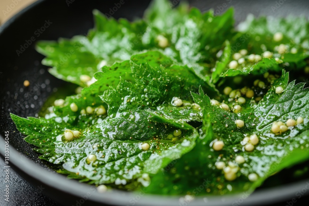 Preparing nutritious green dishes Vegetarian pesto made with fresh ...