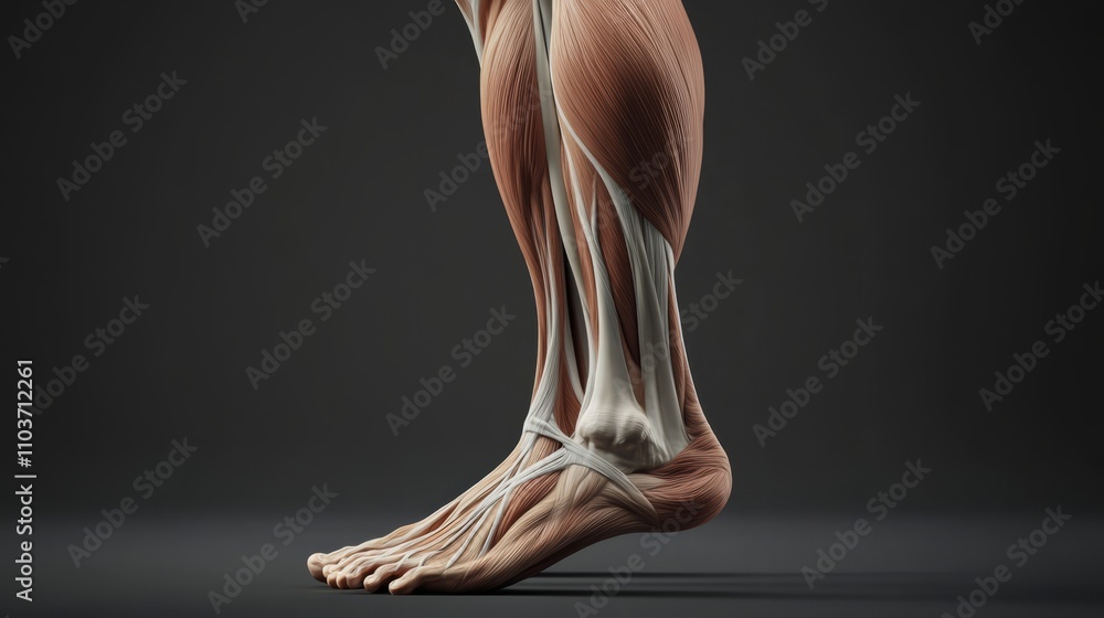 An illustration of the calf muscles, focusing on the gastrocnemius and ...