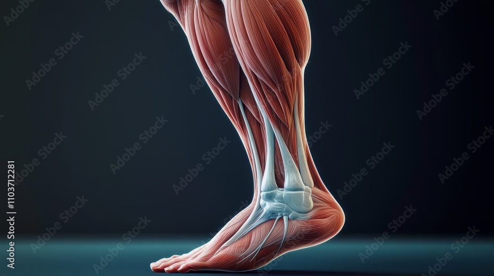 An illustration of the calf muscles, focusing on the gastrocnemius and ...