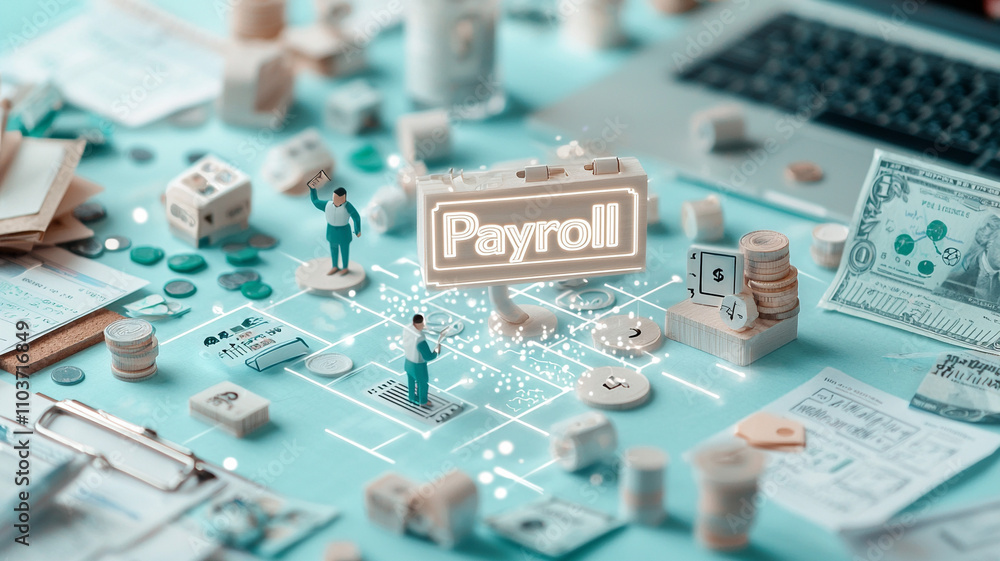 Ai-generated payroll management system overview office setting digital ...