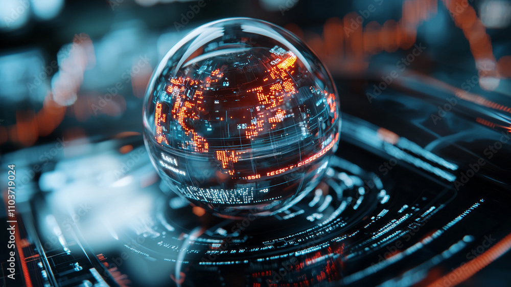 Ai generated visualization of a digital sphere futuristic tech lab 3d ...