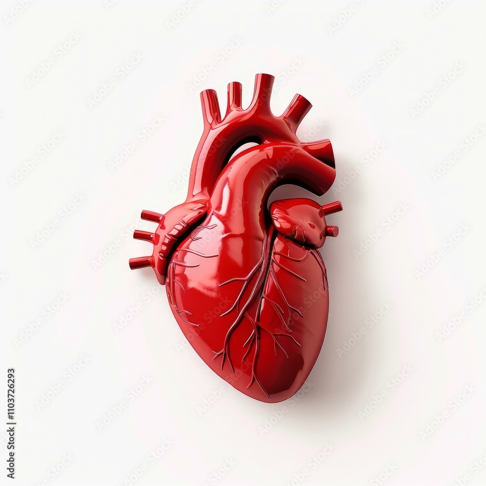 Realistic anatomically correct human heart on white background の Stock ...