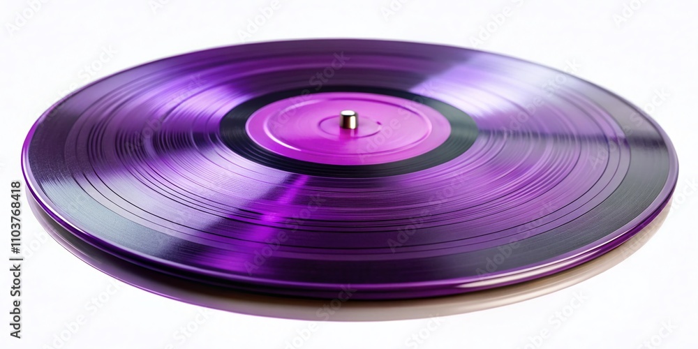 Realistic Tilt-Shift Photography of a Vinyl Record with Purple Label ...