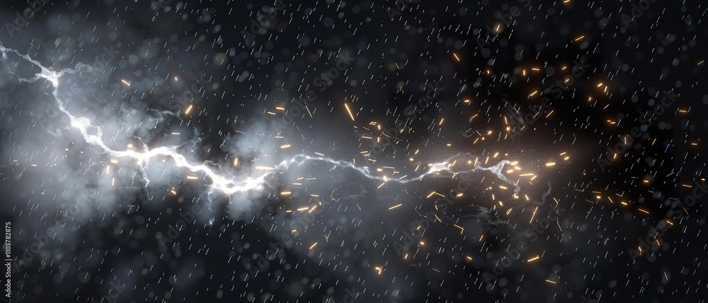 Dramatic Thunderstorm: Intense Lightning Flash on Transparent ...