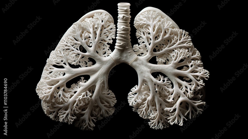 A 3D printed model of human lungs, resembling tree branches. Stock ...