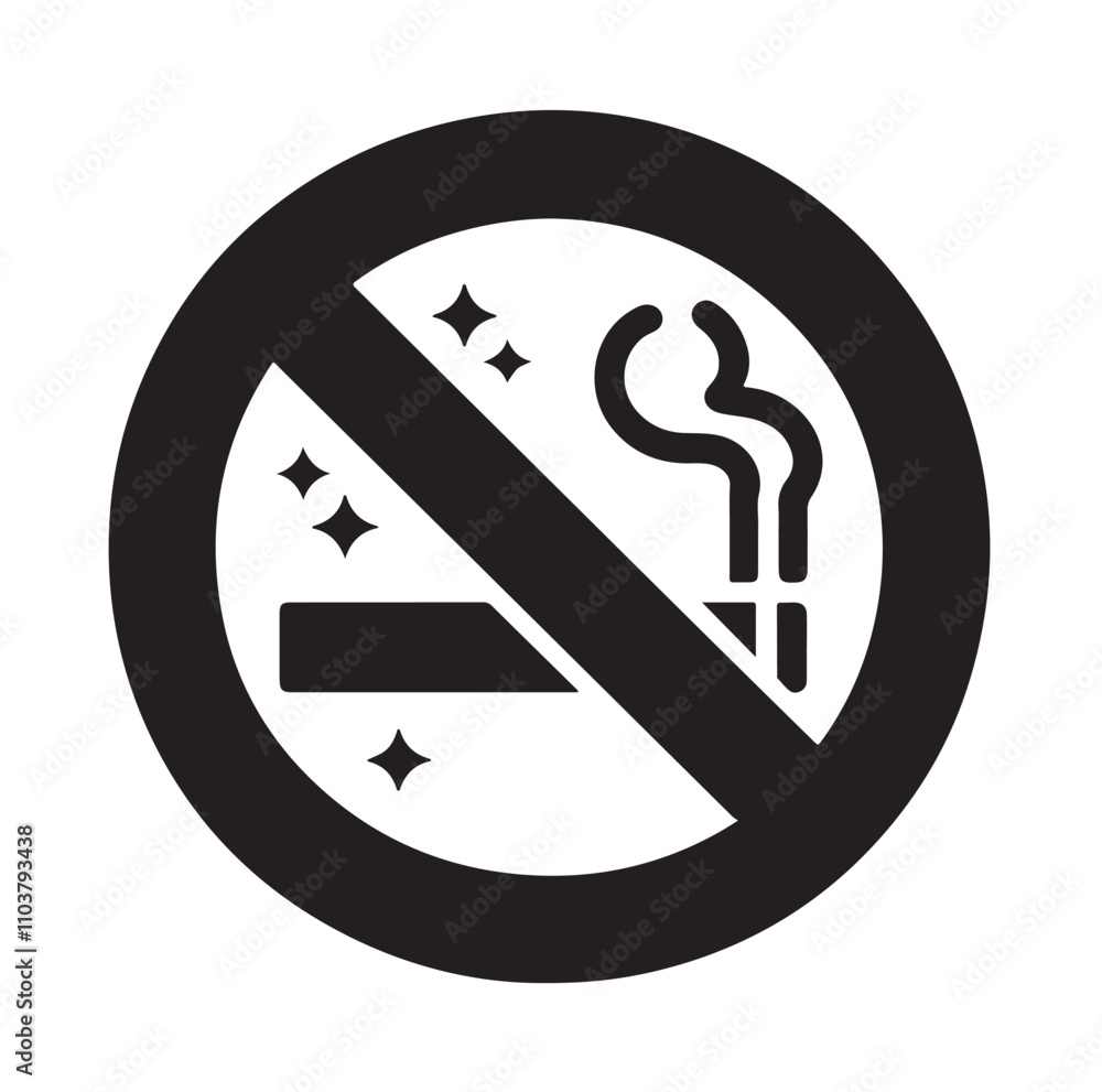 No Smoking prohibition icons, smoking addiction silhouette vector ...