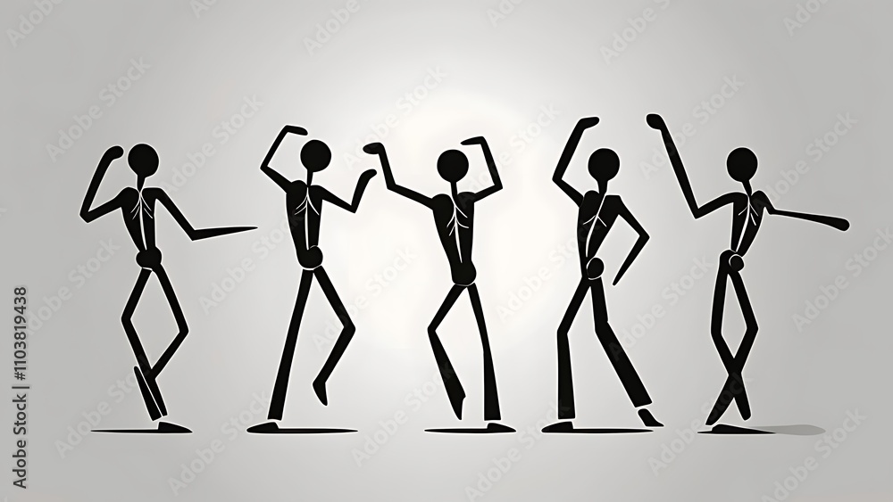 stick figure men dancing Stock Illustration | Adobe Stock