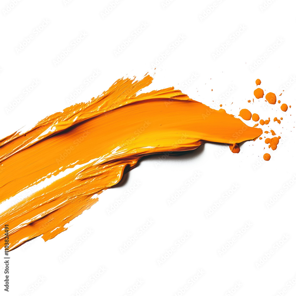 thick orange paint line swoosh on PNG transparent isolated white ...