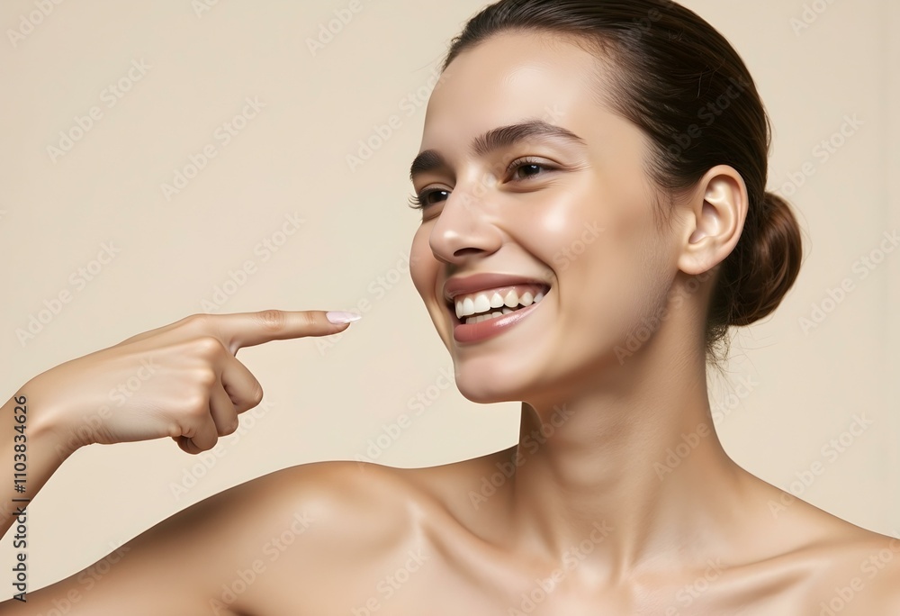 Beautiful woman with clean fresh skin .Sweet smiling girl expressive ...