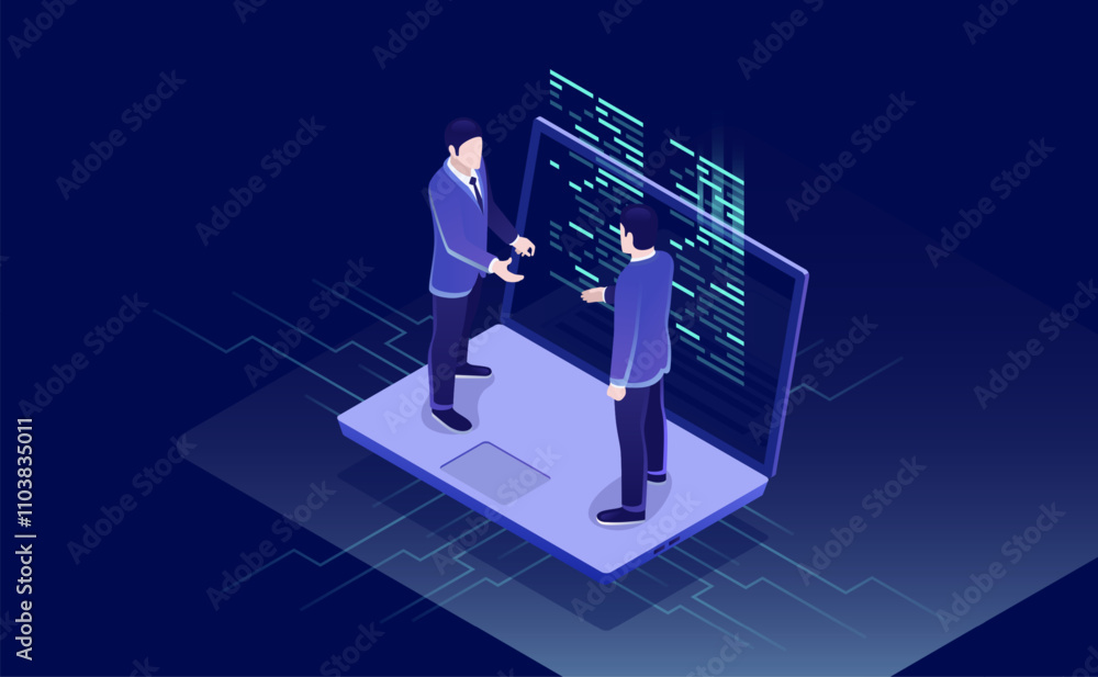 Programming and software development, featuring code on a laptop screen ...