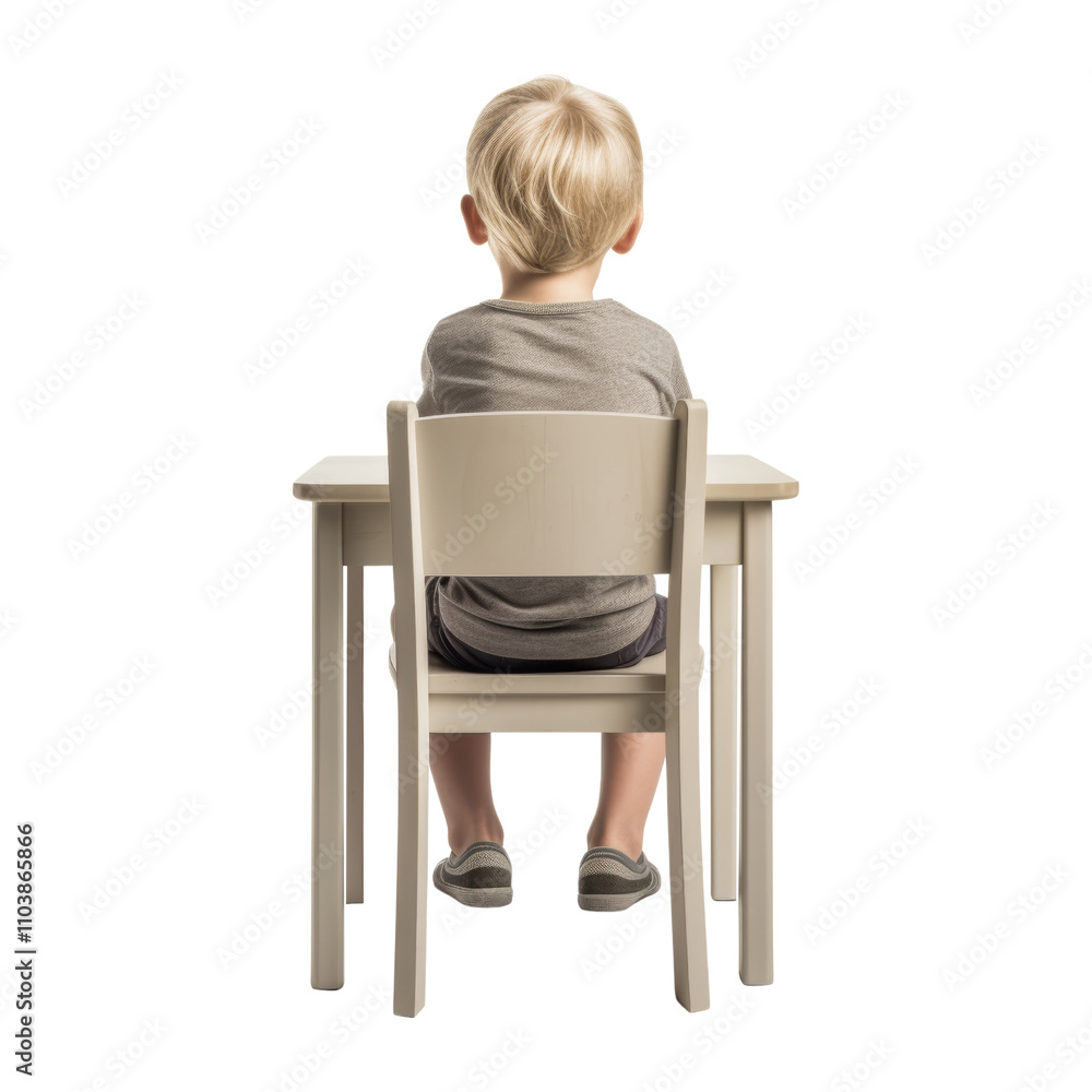 child sitting on a chair back view isolated on transparent background ...